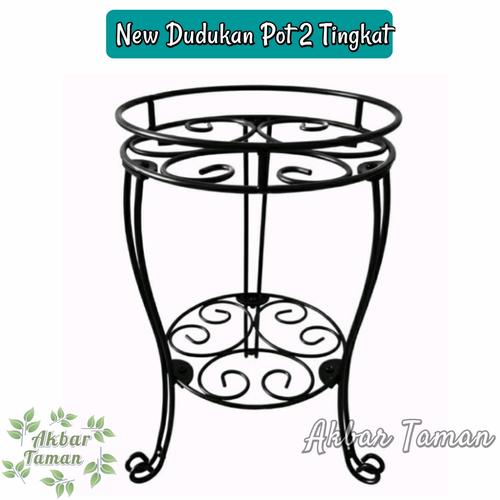 Jual Dudukan Pot Standing Rak Pot Bunga Besi Terbaru 2 Tingkat Tinggi ...