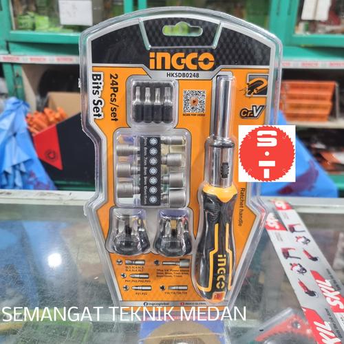 Jual 24pcs OBENG MULTIFUNGSI GAGANG KARET SCREWDRIVER SET INGCO ...