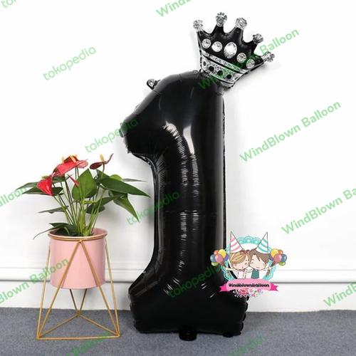 Jual Windblown Balloon Foil Simple Black Number/HBD Angka Usia Hitam ...
