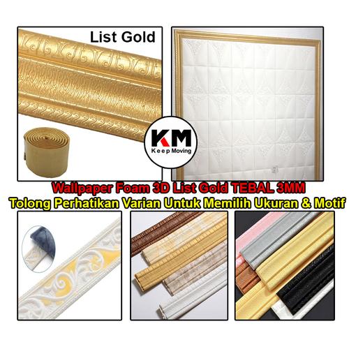 Jual KM Wallpaper List Gold Wall Paper List Foam 3D Wallborder Foam ...
