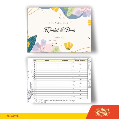 Jual BT 029 cetak buku tamu pernikahan murah unik custom nama - kotak, 400 tamu - Kab. Lamongan ...