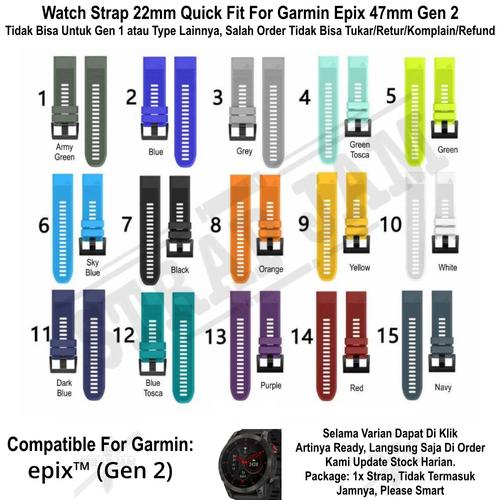 Jual MF5 Strap Garmin Epix Gen 2 47mm - Tali Jam 22mm Quick Fit Silikon ...
