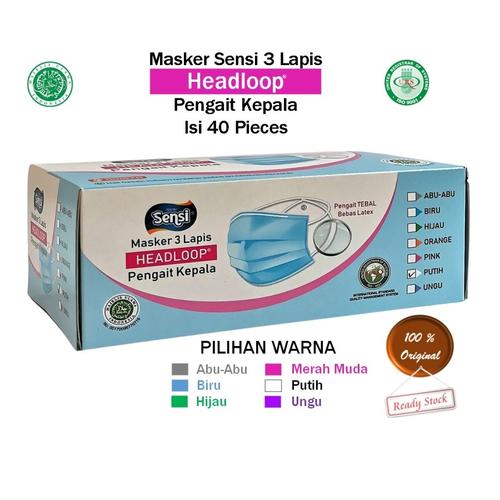 Jual Sensi Masker 3ply Headloop Hijab Masker Medis 3 Ply 1 BOX 40 Pcs ...
