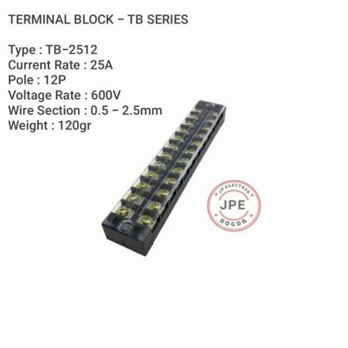 Jual Terminal Block 25A 12 Pole/Terminal Kabel TB2512 - Kab. Bogor - JP ELECTRIK BGR | Tokopedia