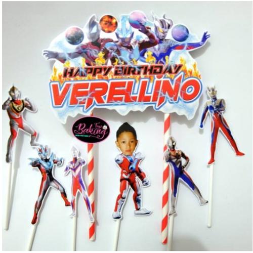 Jual Topper Cake Tusukan Hiasan Kue Ulang Tahun - Ultraman - Ribbon ...