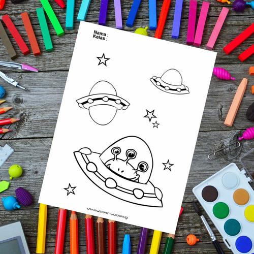 Jual Kertas Mewarnai Anak Tema Alien / Kertas Gambar / Coloring Sheet ...