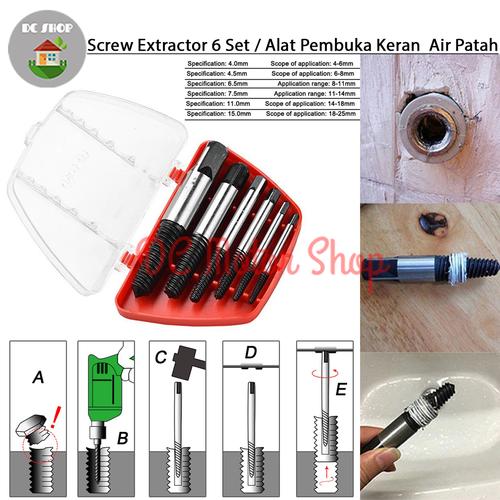 Jual Hand Tap Tab Balik Screw Extractor 6pcs /6Set Pembuka Baut Rusak ...