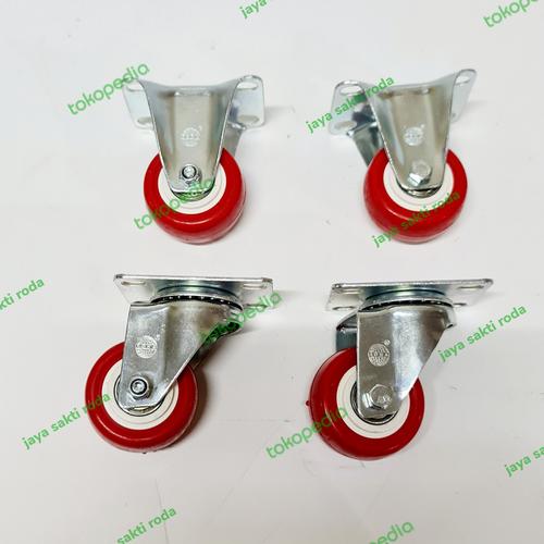 Jual Roda Pu merah 2 inch roha taiwan 2putar 2mati - Jakarta Barat ...