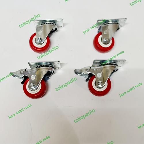 Jual Roda rak tv /lemari pu 2 inch merah taiwan roha 2rem 2hidup ...