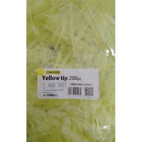 Jual yellow tip tips kuning micropipette mikropipet 200 uL bag isi 1000 ...
