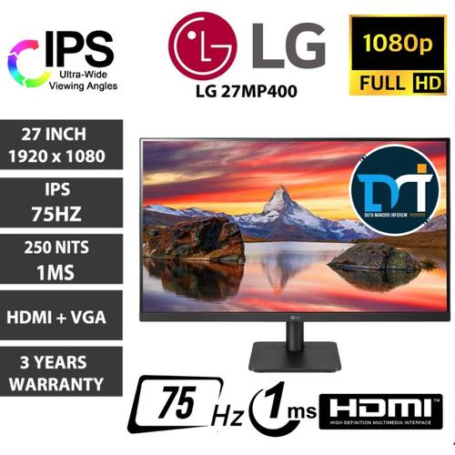 Promo LG 27MP400 B 27" Inch - FHD IPS 75Hz Slim Bezel FreeSync HDMI ...