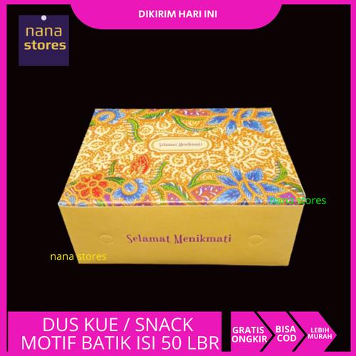 Jual Dus Kue/Snack Box motif batik kuning uk 12x12, 12x14, 12x16 isi 50 ...