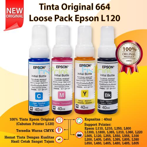 Jual Tinta Original Loose Pack 664 Printer Epson L360 L120 L210 L800 ...
