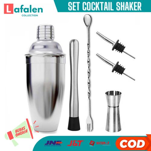 Jual Set Cocktail Shaker Stainless 550ml With Jigger Stirrer Bar Spoon ...