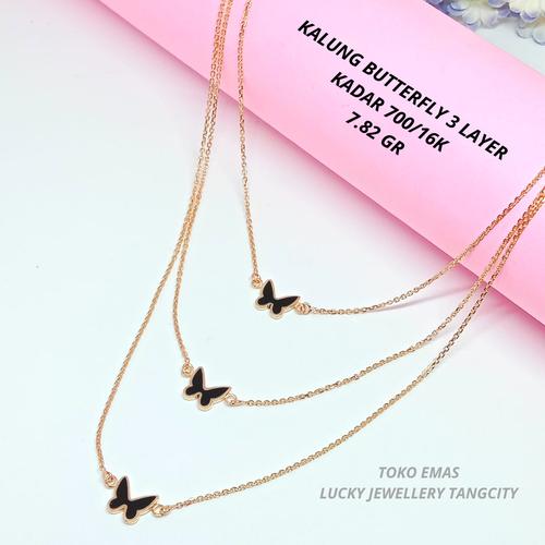 Jual KALUNG KOYE BUTTERTFLY 3 LAYER EMAS KUNING KADAR 700/16K 7.82 GR ...