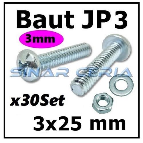 Jual x30 Set Baut Mur Ring M3 x 25 ( JP 3x25mm) Baut JP M3 3mm 3x25 3x25mm - Jakarta Barat ...