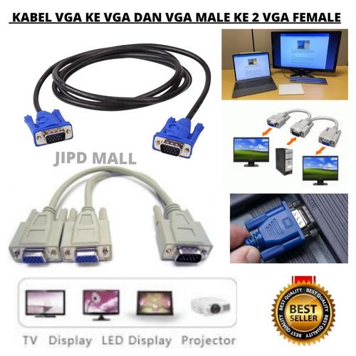Jual Kabel Komputer Monitor VGA ke VGA & Spliter VGA Male ke 2 VGA ...