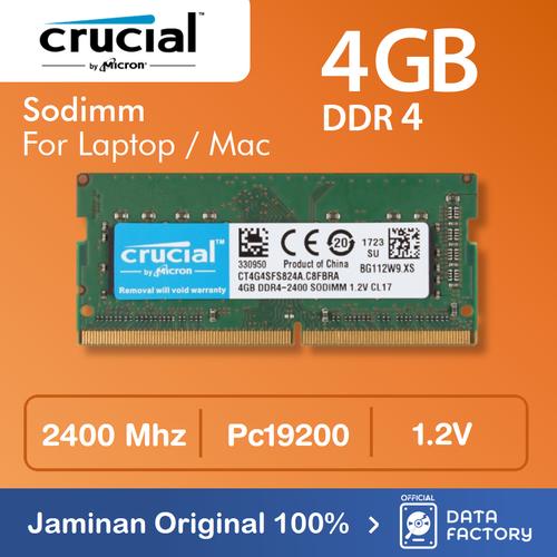 Jual RAM LAPTOP CRUCIAL DDR4 4GB PC19200 2400Mhz SODIMM DDR 4 / 2400 ...