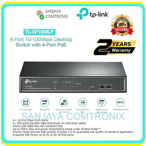Jual TP-Link TL-SF1008LP 8-Port 10/100Mbps Desktop Switch with 4-Port ...