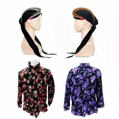 Jual Baju Surjan Pria Motif Bungan Pakaian Adat Jawa Gratis Blangkon ...
