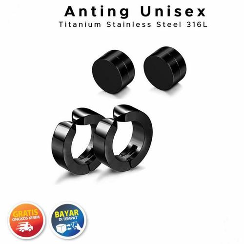 Jual paket anting jepit pria / set anting magnet plus jepit - 1pcs ...