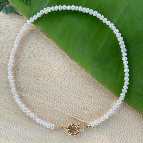 Jual kalung mutiara baby pearl putih mutiara air tawar 40cm - Emas ...