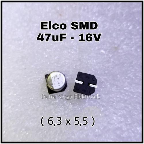 Jual Elco SMD 47uF 16V Alumunium 47 uF 16Volt Aluminum Kapasitor 6.3x5 ...