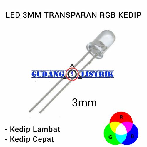 Jual Lampu Led 3mm Transparan Bening RGB Nyala Kedip 1.5-3.2V - Kedip ...