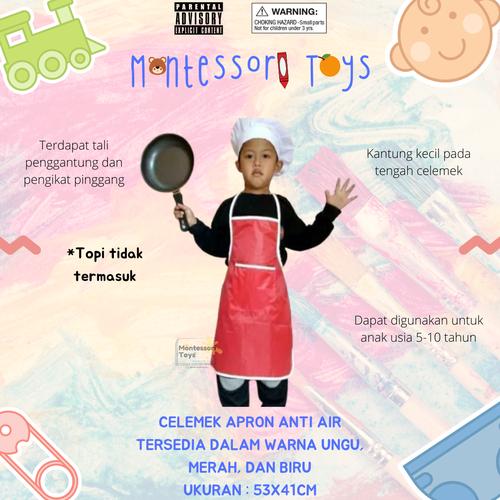 Jual Celemek Apron Anak Waterproof Anti Air Murah - Merah Polkadot ...