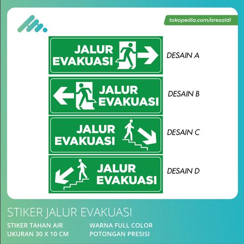 Jual Sign Label Sticker Jalur Evakuasi Tangga Kanan Kiri Emergency Exit ...