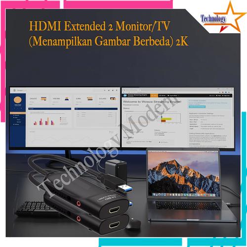 Jual Multiple Monitor Dual HDMI Extend Display 2 Monitor with Audio ...