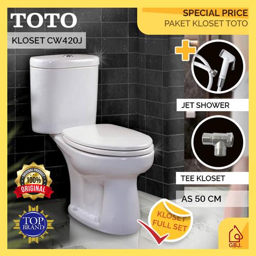 Jual SET KLOSET DUDUK TOTO CW420J KOMPLIT + JET SHOWER + TEE / CLOSET ...