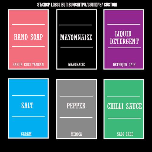 Jual STICKER BUMBU DAPUR/PANTRY/LAUNDRY/WARNA/CUSTOM/STIKER AJA/LABEL ...