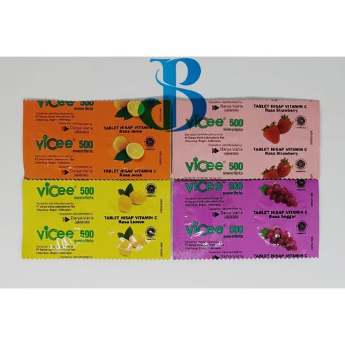 Jual Vicee 500 mg strip isi 2 tablet hisap vitamin c 500mg - Strawberry ...