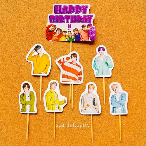 Jual TOPPER KUE BTS HIASAN TART ULANGTAHUN TUSUKAN KUE ULANG TAHUN JIMIN V - TAEHYUNG (V) - Kab ...