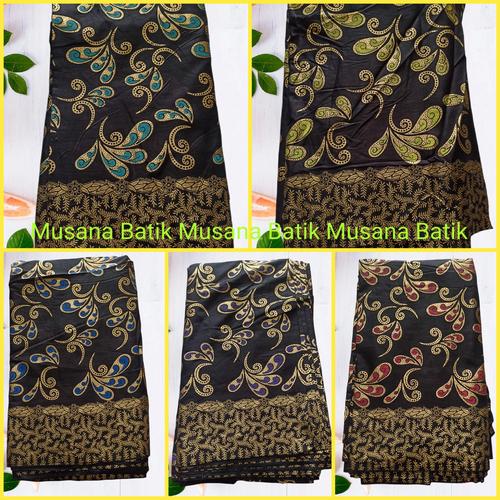 Jual kain batik prada motif bunga Kamboja bahan Kamen batik HT - Biru ...