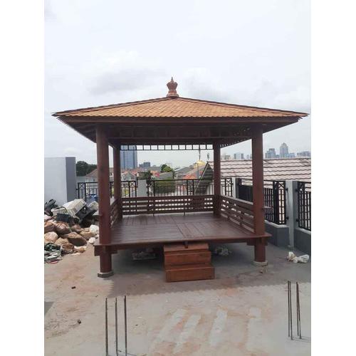 Jual gazebo kayu jati minimalis tiang bulat ukuran 3x3 - Kab. Jepara ...
