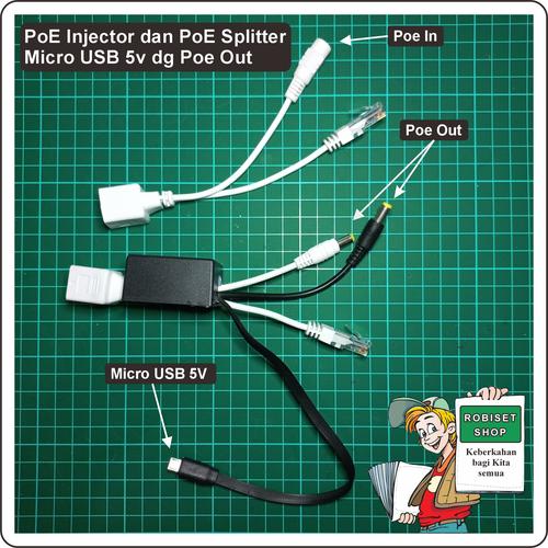 Jual PoE Injector dan PoE Splitter Micro USB 5V dg PoE Out - Kab ...