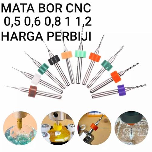Jual MATA BOR CNC PCB TUNGSEN TUNGSTEN 0,5 0,6 0,8 1 1,2 0.5 0.6 0.8 1. ...