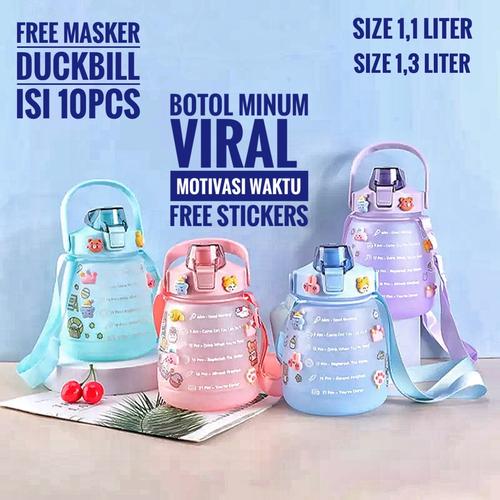 Jual Botol Minum Viral Tik Tok 1,3 Liter Motivasi Penanda Waktu ...