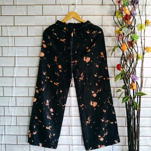 Jual Celana Panjang Kulot Wanita Motif Tie Dye Asap Warna Hitam Bahan ...