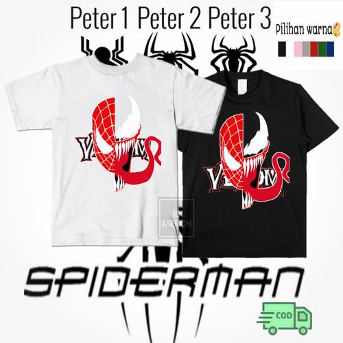 Jual kaos anak/baju anak bahan cotton gambar logo spiderman vs venom ...