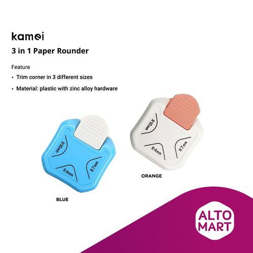 Jual Kamei 3 in 1 Paper Corner Puncher Rounder alat lengkungan sudut kertas - Orange - Kota ...