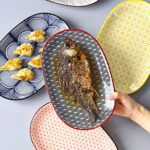 Jual Piring Keramik Oval Piring Saji Besar Japanese Style 12 inch ...