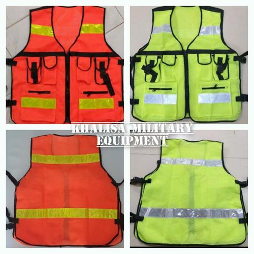 Jual Rompi proyek safety Rompi tambang rompi kantung - Orange, all size ...