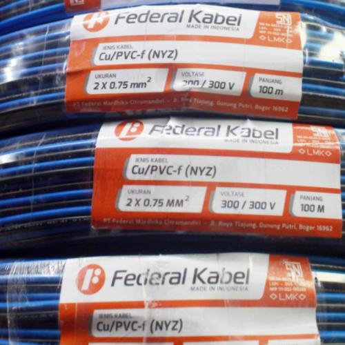 Jual Kabel Twin Round NYZ 2x0,75 2x0.75 2x0,75mm Federal @100meter ...