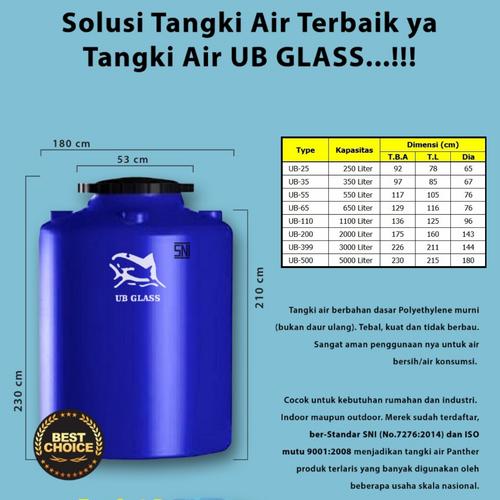 Jual Tangki Air 5000 Liter Panther | Toren Air PE 5000L SNI, Not ...