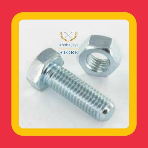 Jual baut mur m6 x 60mm galvanis putih + 1ring plat - Jakarta Pusat ...