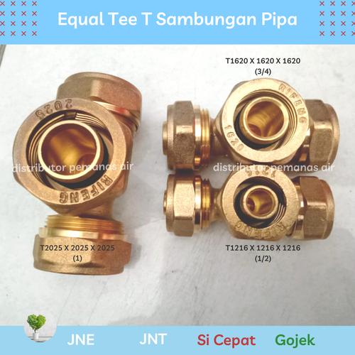 Jual Rifeng T Tee Kuningan Pipa Air Panas Dingin Equal Tee 1/2, 3/4 ...