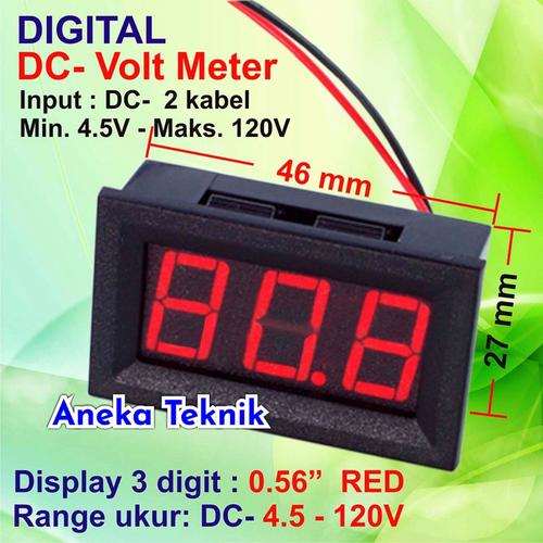 Jual Voltmeter Digital DC 4.5V - 120V 0,56 INCH 2 Kabel + Frame - Merah - Jakarta Barat - Toko ...